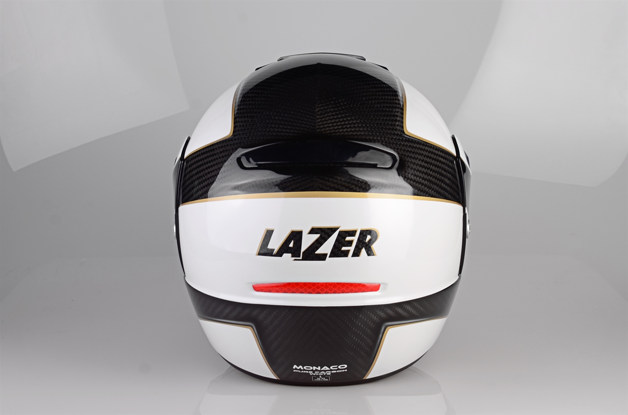 LAZER Monaco Evo Window pravý karbon černo bílo zlatá karbonová helma ...