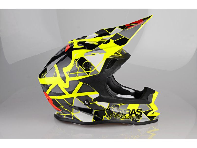 LAZER OR1 Aras Freestyle Replica žlutá fluo černá červená helma na moto ...